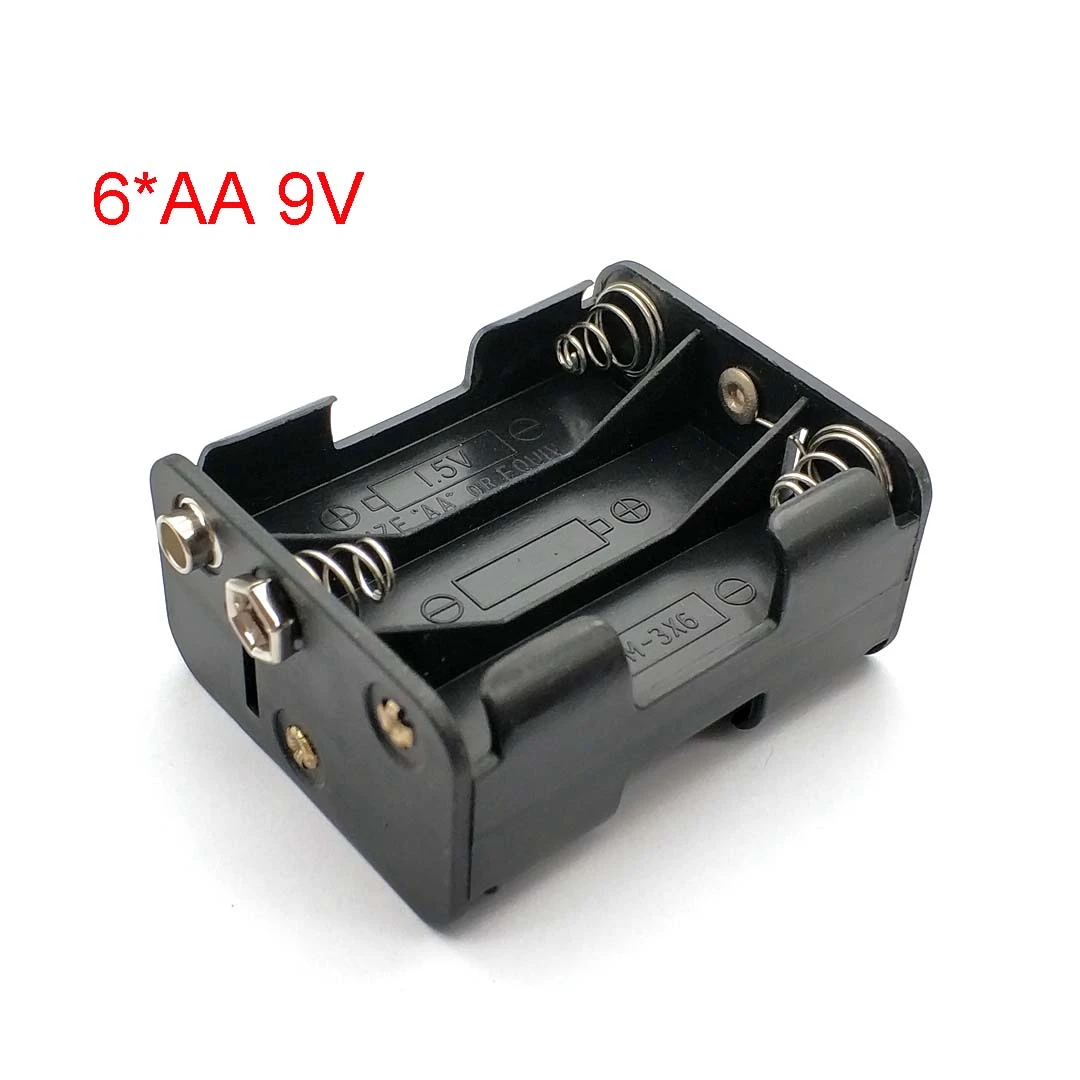 6*AA 9V Plastic Battery Double Side Spring Box Back to back with 9V ...