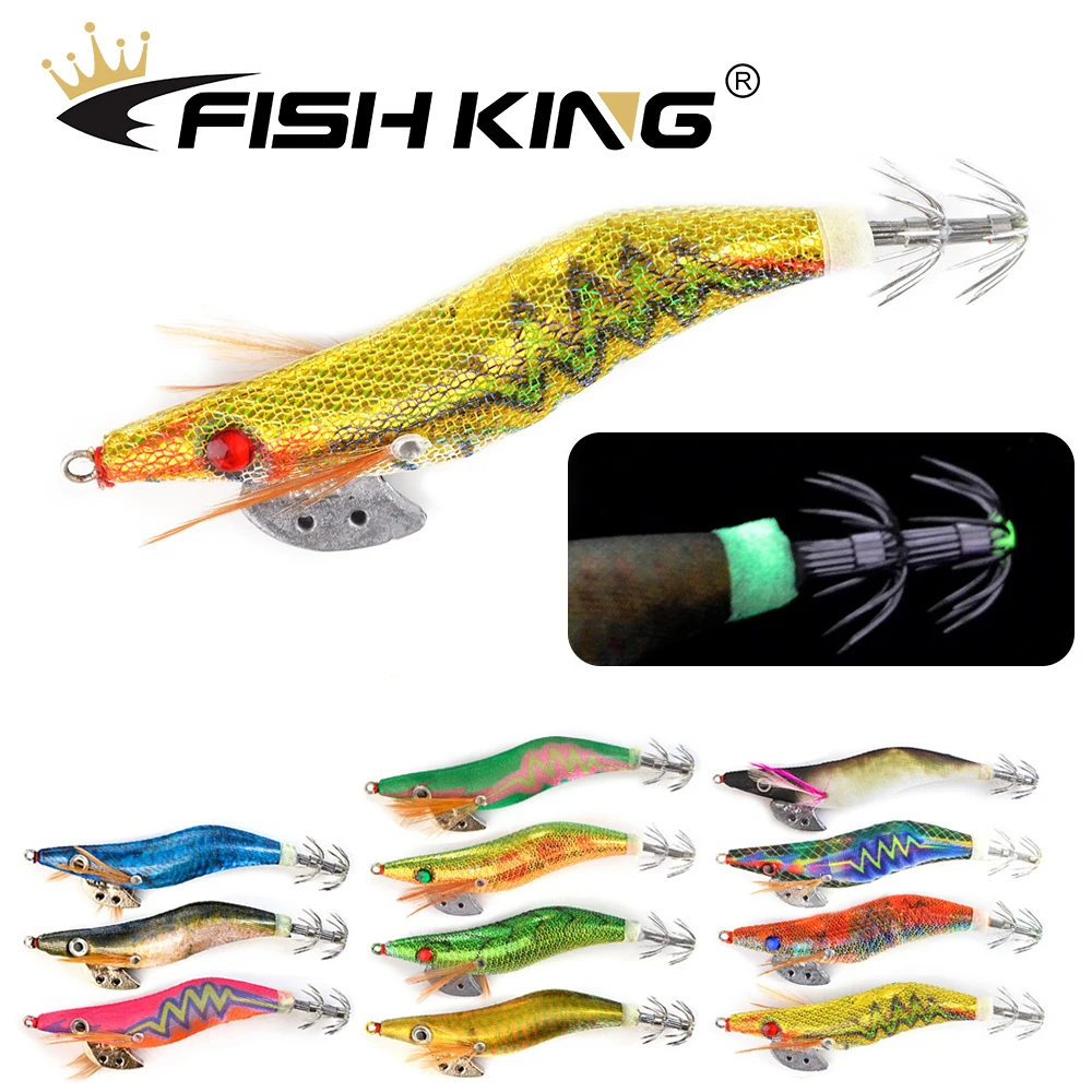 FISH KING 1pcs Fishing Lure Turlutte Squid 2.0# 2.5# 3.0# 3.5# Turlutte Squid Egi Octopus Baits ...