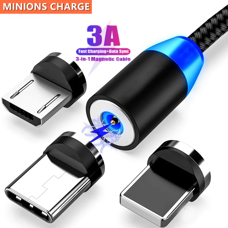 3A LED Magnetic USB Cable Fast Charging Type C Cable Magnet Charger ...