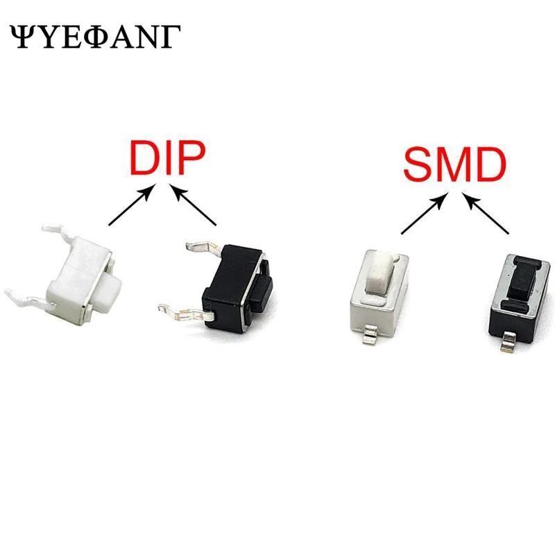 50pcs/lot 3x6x5mm Patch Smd Vertical Dip Button Switch 2 Foot 2pin Car ...