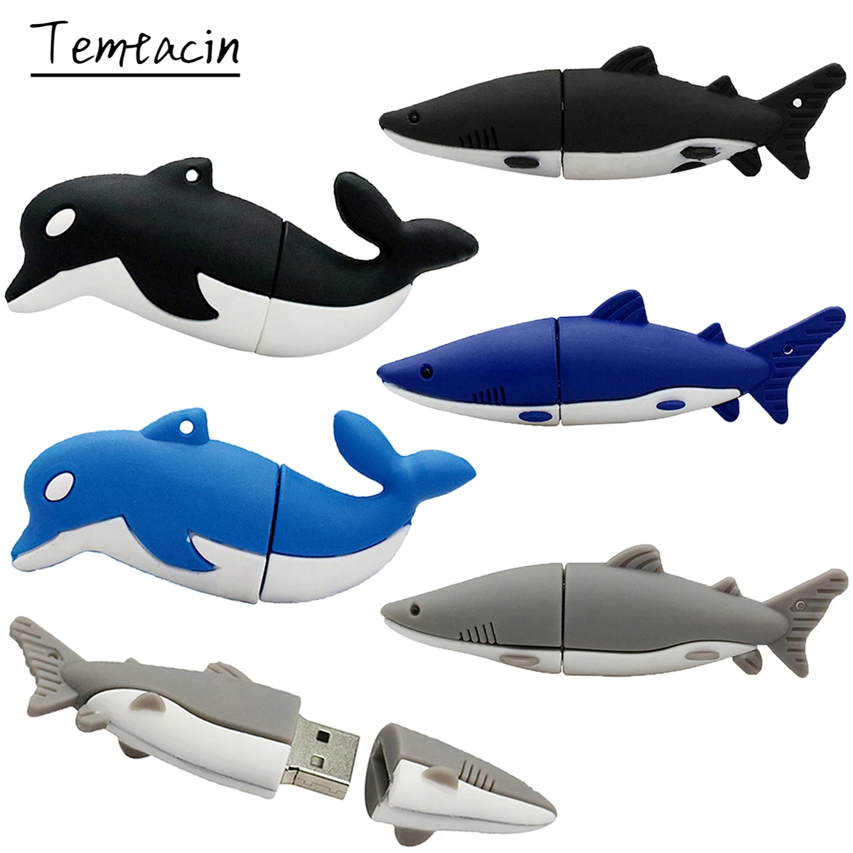Cartoon-Cute-Animal-Pen-Drive-Dolphin-Shark-Fish-USB-Flash-Drives-128GB ...