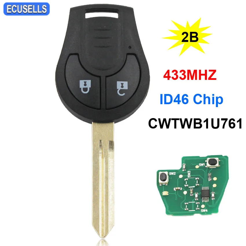 New Replacement 2 Button Remote Smart Car Key For Nissan Micra K14 2010 ...