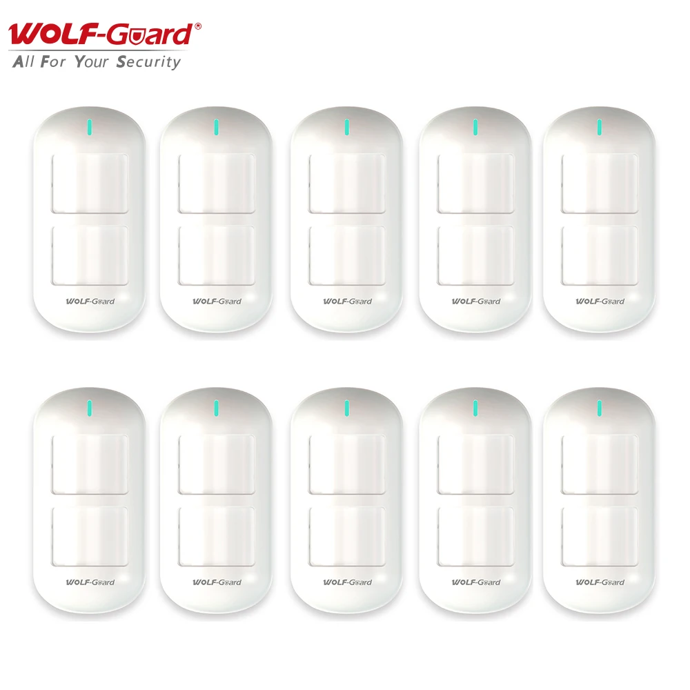 1/2/4/6/8/10Pcs Wolf-Guard Wireless PIR Detector Dual Pet Immune Motion ...