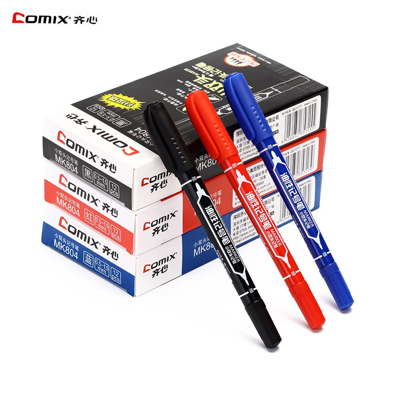 12/box Permanent Marker Pen Fine Point Waterproof oily Ink Thin Nib ...