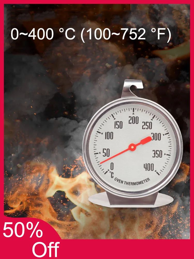 0-400 Celsius New Stainless Steel Oven Thermometer Hang Or Stand Large ...