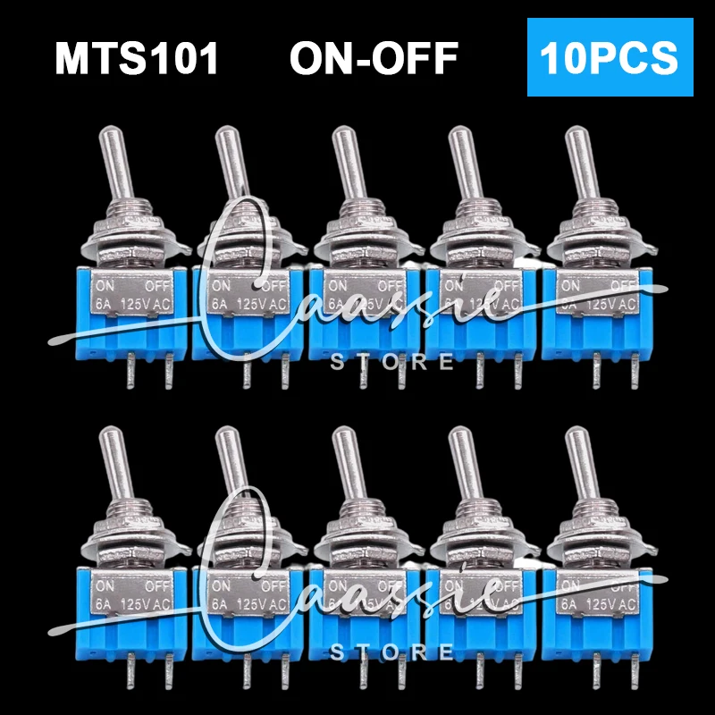 10pcs Mini toggle switch MTS-101 2P 33x13x8mm, single pole double throw ...