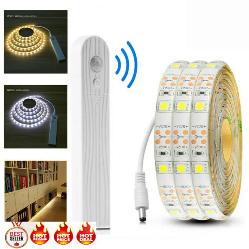 2020 HOT PIR Wireless Motion Sensor LED Strip Light Flexible Wardrobe ...