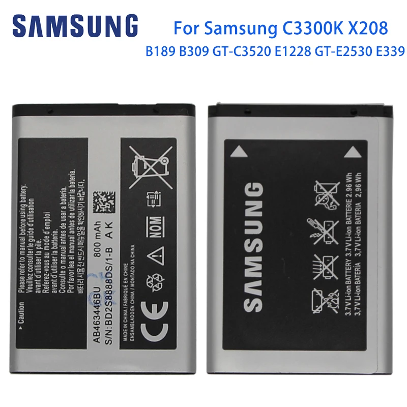 Original Samsung C3300k X208 Battery Ab463446bu 800mah For Samsung C3300k X208 B189 B309 Gt ...