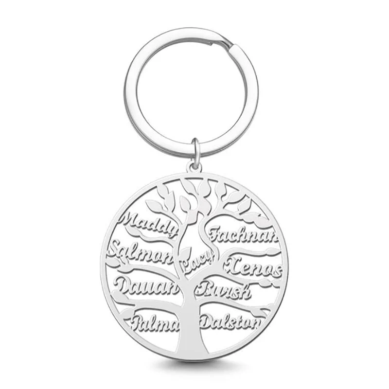 Stainless-Steel-Custom-Name-Key-Chain-Family-Tree-Keychain-Genealogy ...