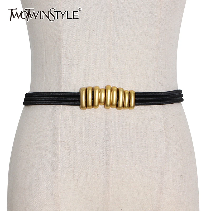 TWOTWINSTYLE Casual Metal Buckle Belt For Women Minimalist Korean ...