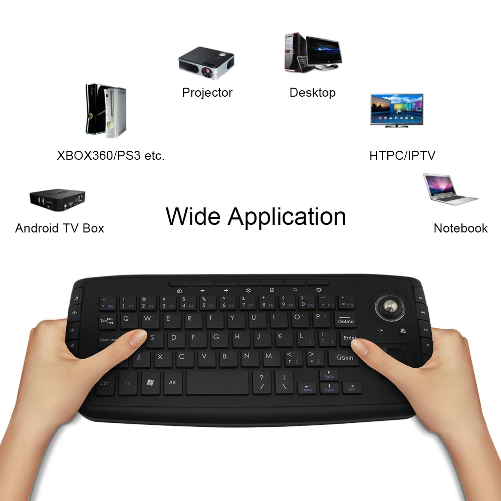 Wireless Mini Multimedia Trackball Keyboard