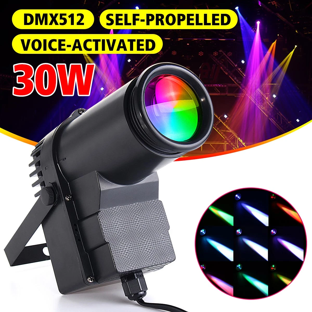 30w rgbw led dmx512 pinspot feixe de luz do estágio holofotes 6ch para ...