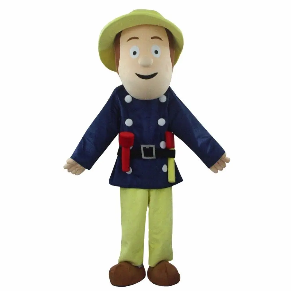 Fireman Sam Mascot Costume Firefighter Cosplay Party Dress Christmas ...