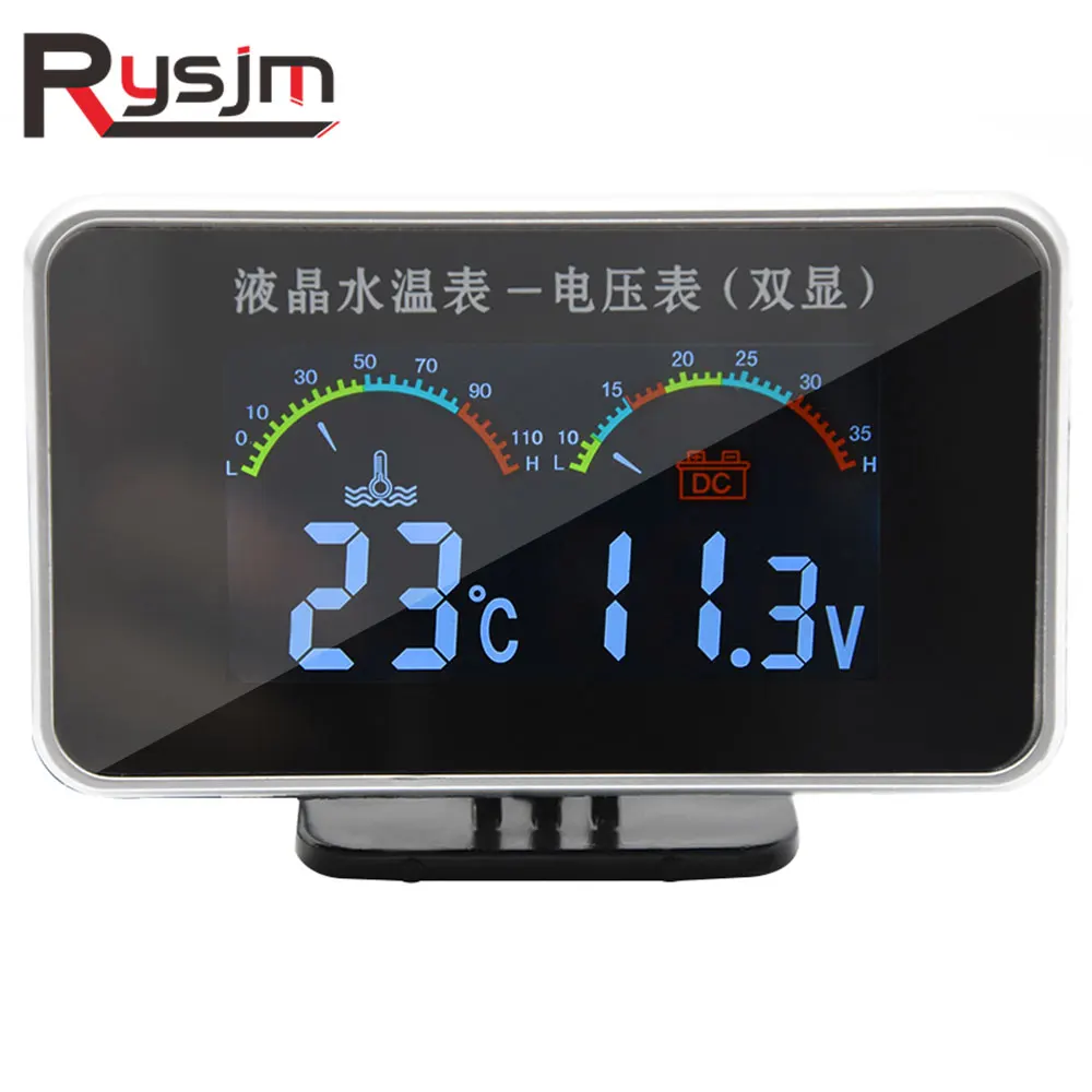 Waterproof LCD Digital Car Truck Voltmeter Water Temp Gauge Temperature ...