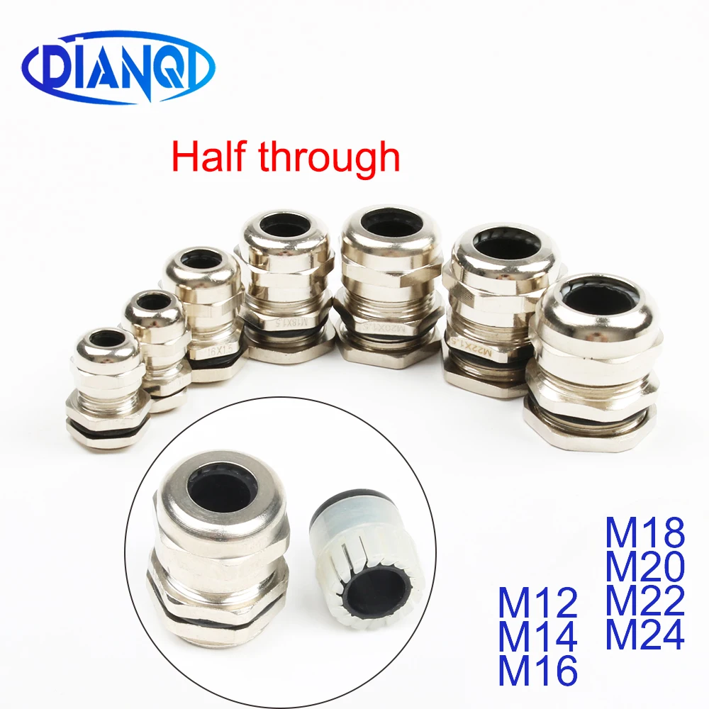 จัดส่งฟรีทองเหลืองโลหะ CABLE glands M12 M14 M16 M18 M20 M22 M24x1.5 กัน ...