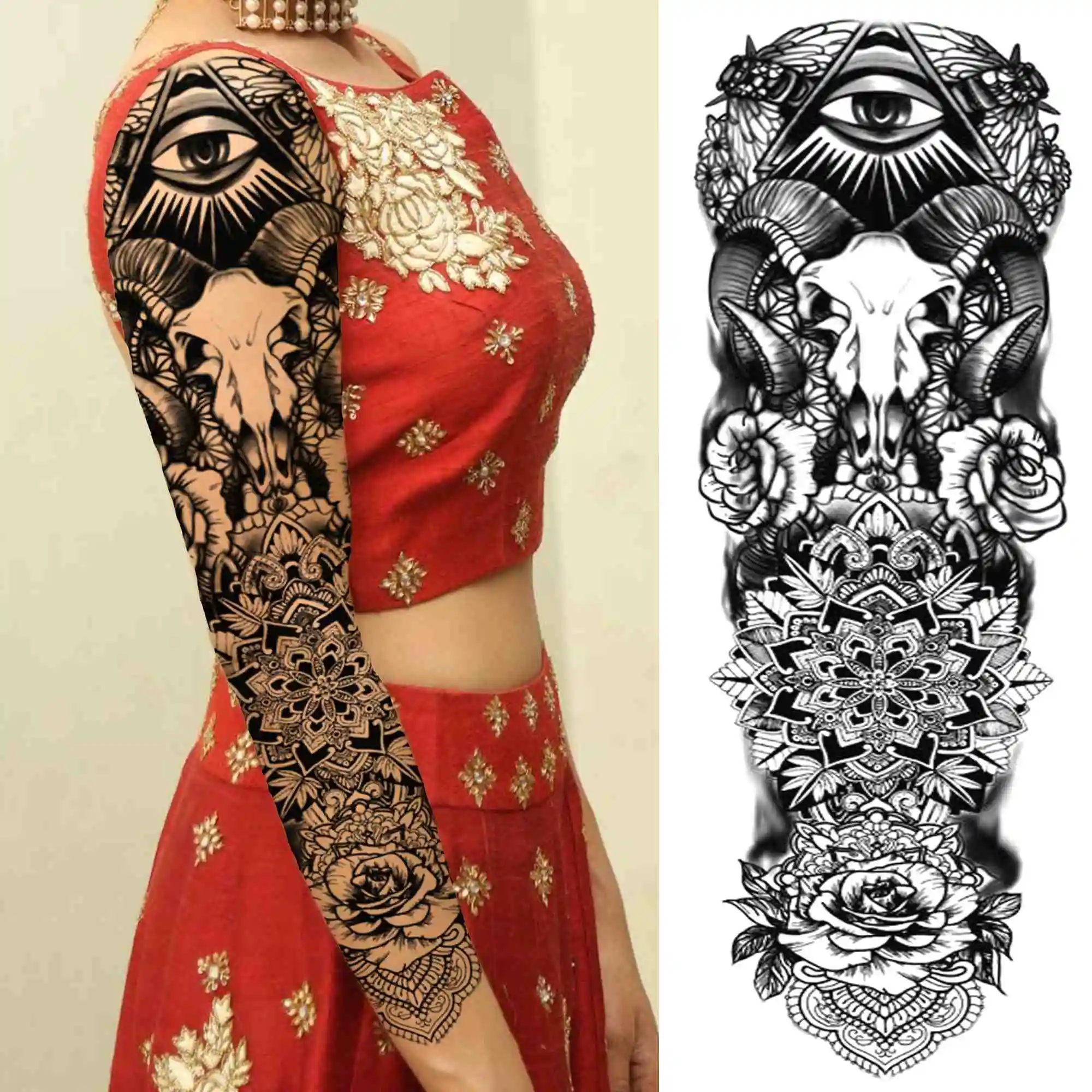 Black And Red Sleeve Tattoos
