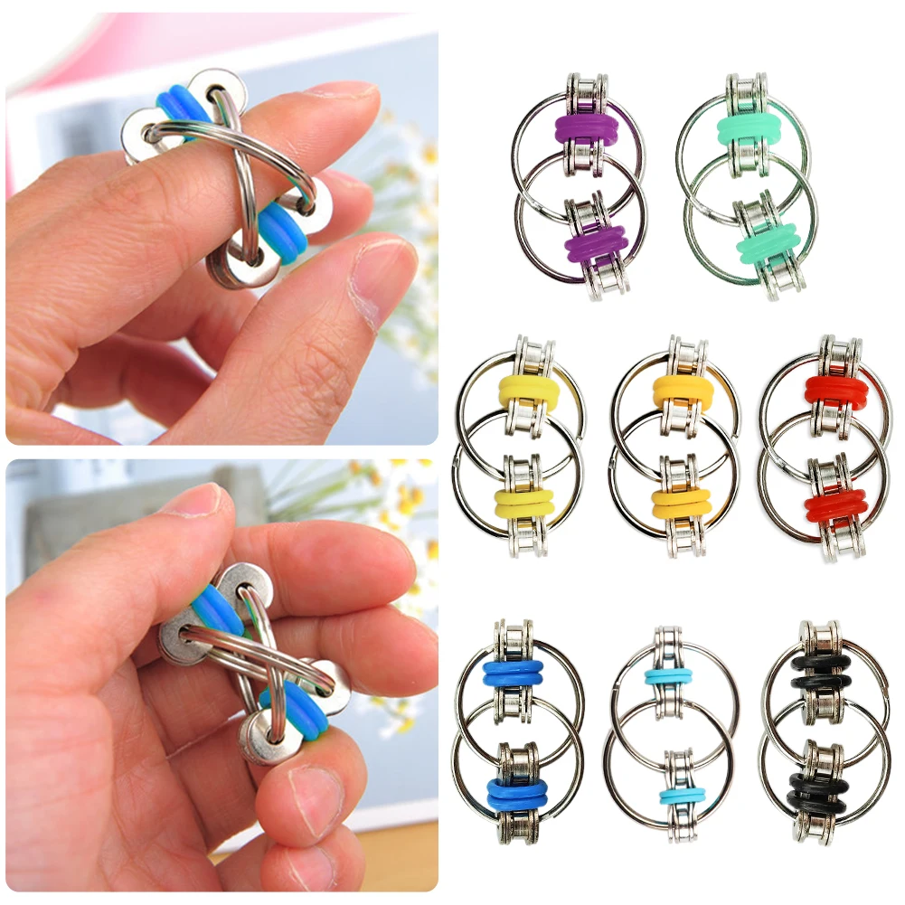 Decompression Key Ring Finger Spinner Flippy Chain Fidget Toy Stress ...