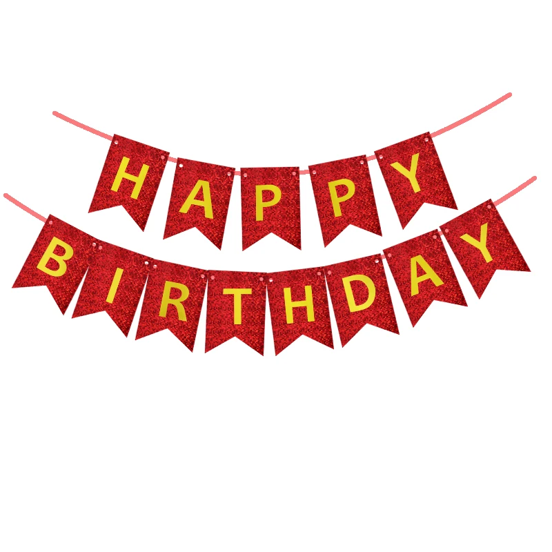 BANDEROLE,Style A Red--Bannière de joyeux anniversaire, feuille ...