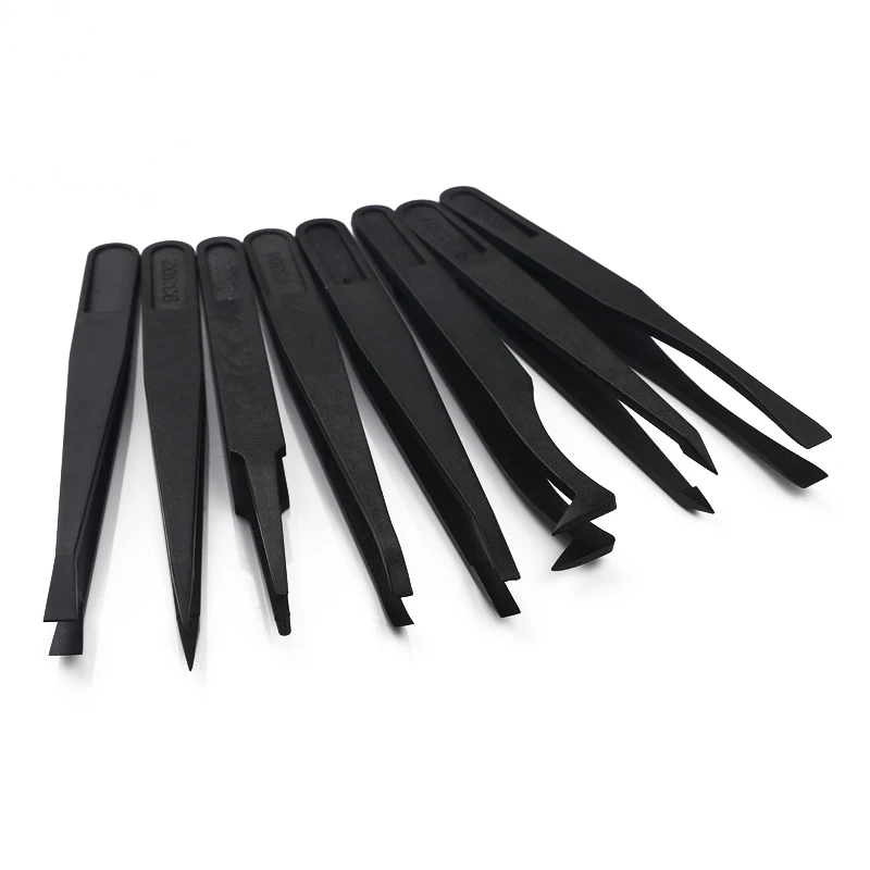 Carbon Fiber Electronic Tweezers | Plastic Tweezers Electronic - 8pcs ...