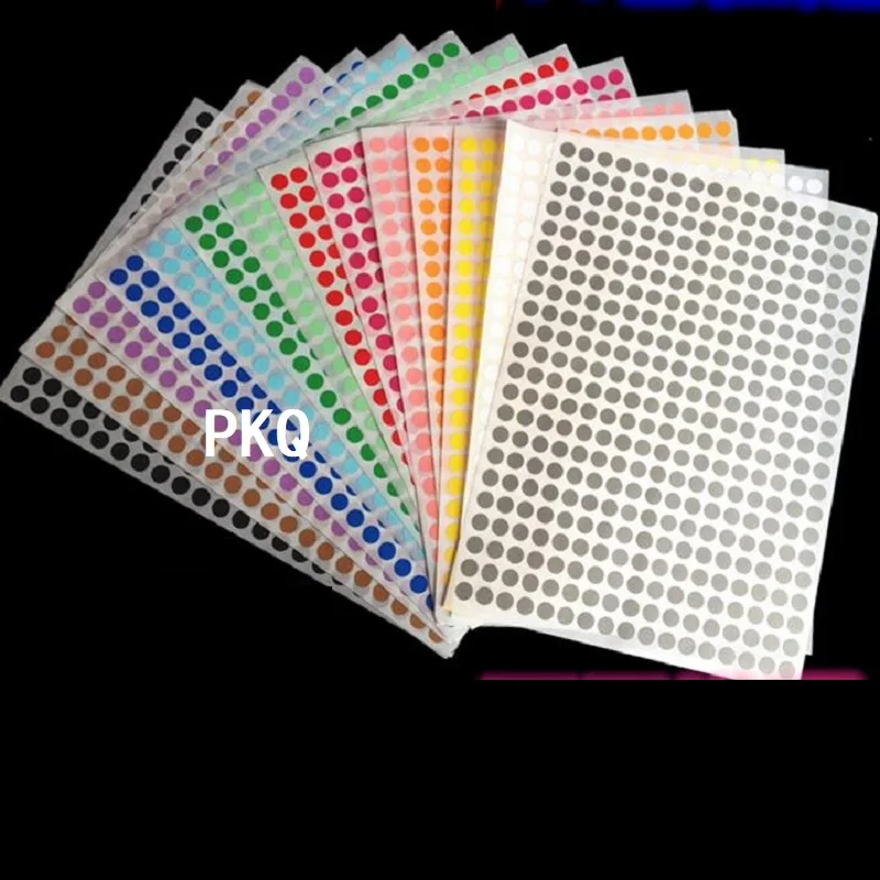 12 Sheets/Pack Mix Color Circle Round Color Coded Adhesive Label Dot ...