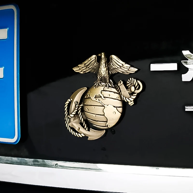 Usmc Car Sticker Us Marine Corps Emblem 3d Metal Badge Hawk Gunmetal ...