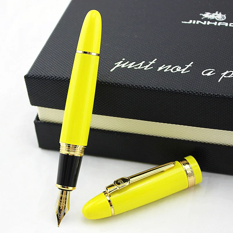 JINHAO-159-18KGP-0-7mm-BROAD-NIB-FOUNTAIN-PEN-BLACK-CHAMPAGNE-GOLD ...