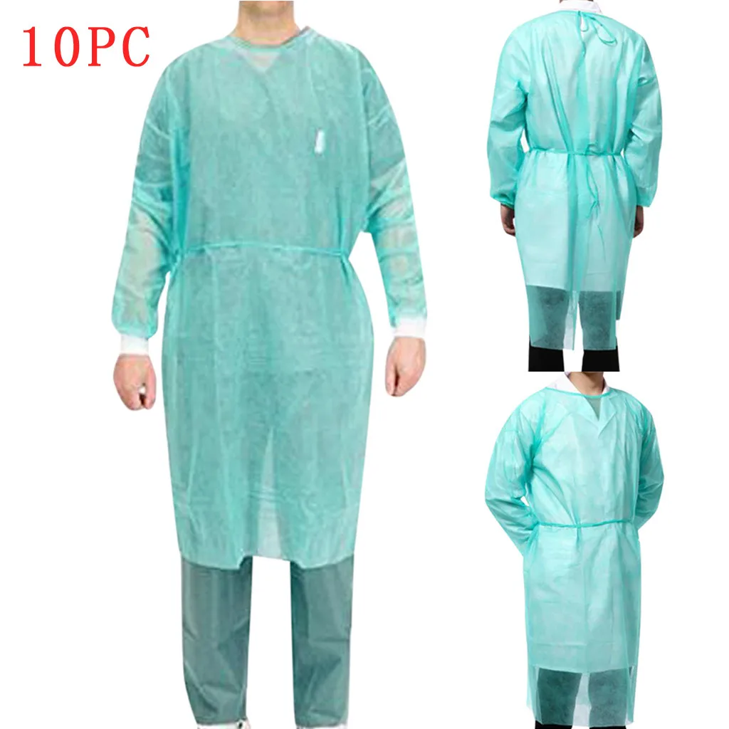 10-PC-Disposable-coverall-gown-Isolation-Clothes-Security-Gown-Overalls ...