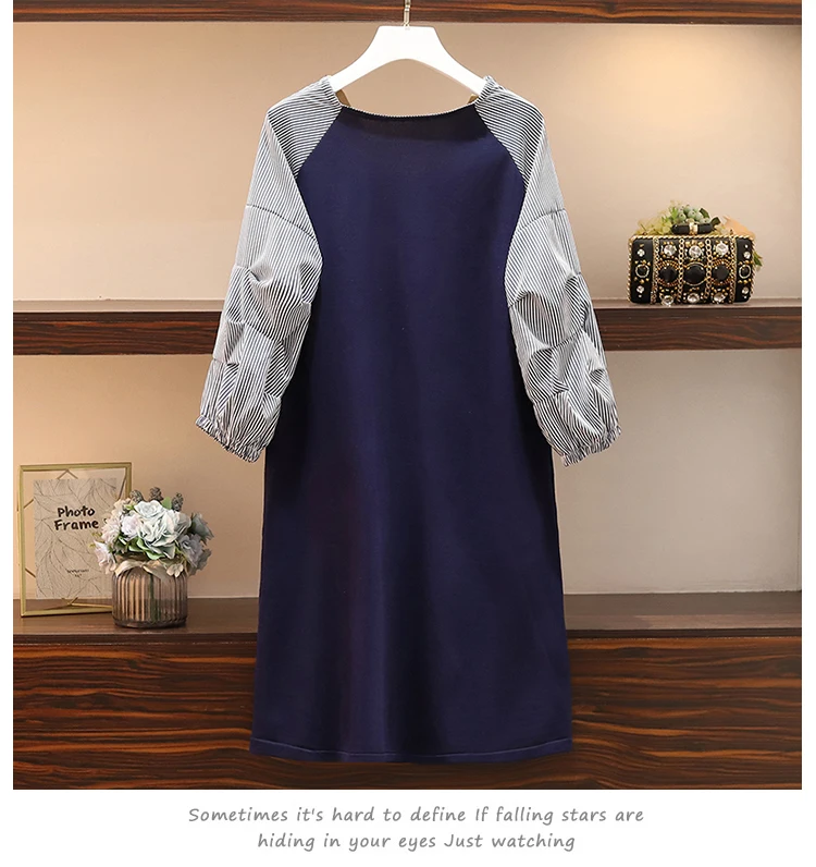 L-4XL Плюс размер женское Повседневное платье трапециевидной формы осень Мода v-образный вырез ...