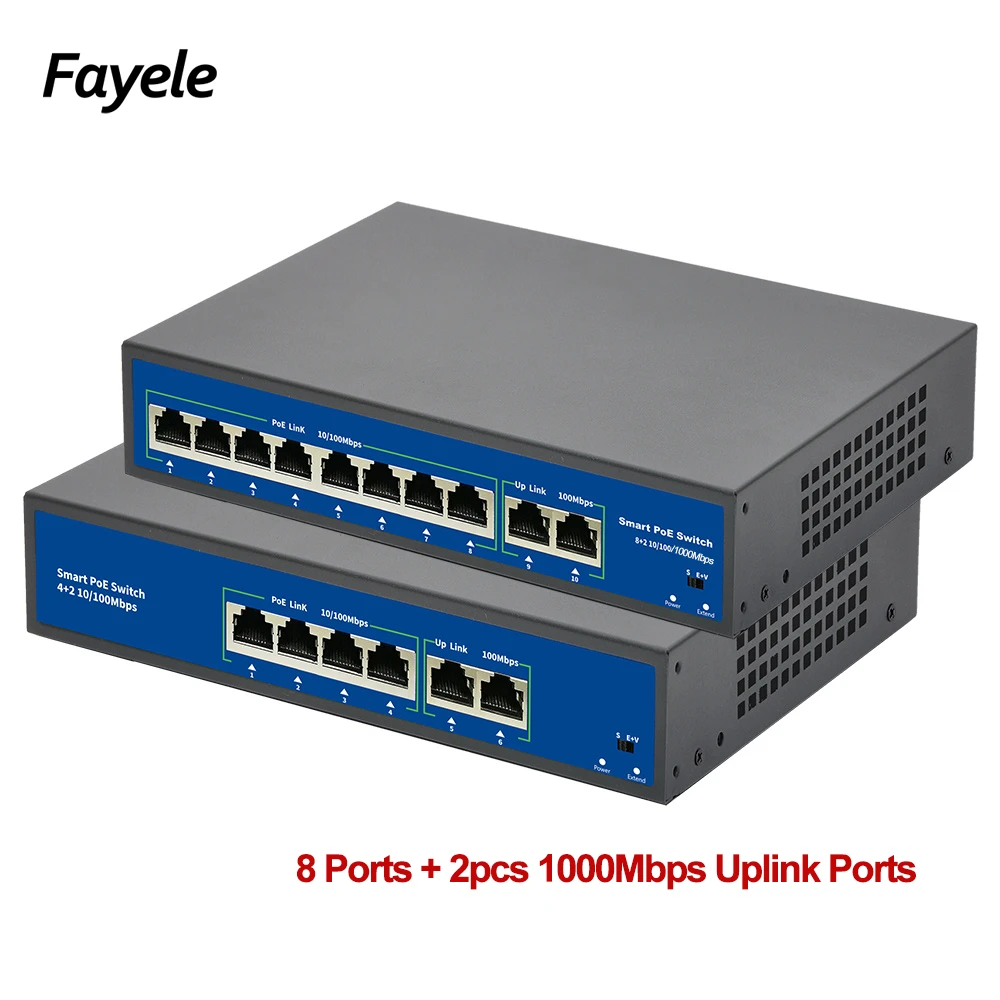 Standard 48v Poe Switch 4ch 78w 8ch 120w Power Over Ethernet 10/100mbps ...