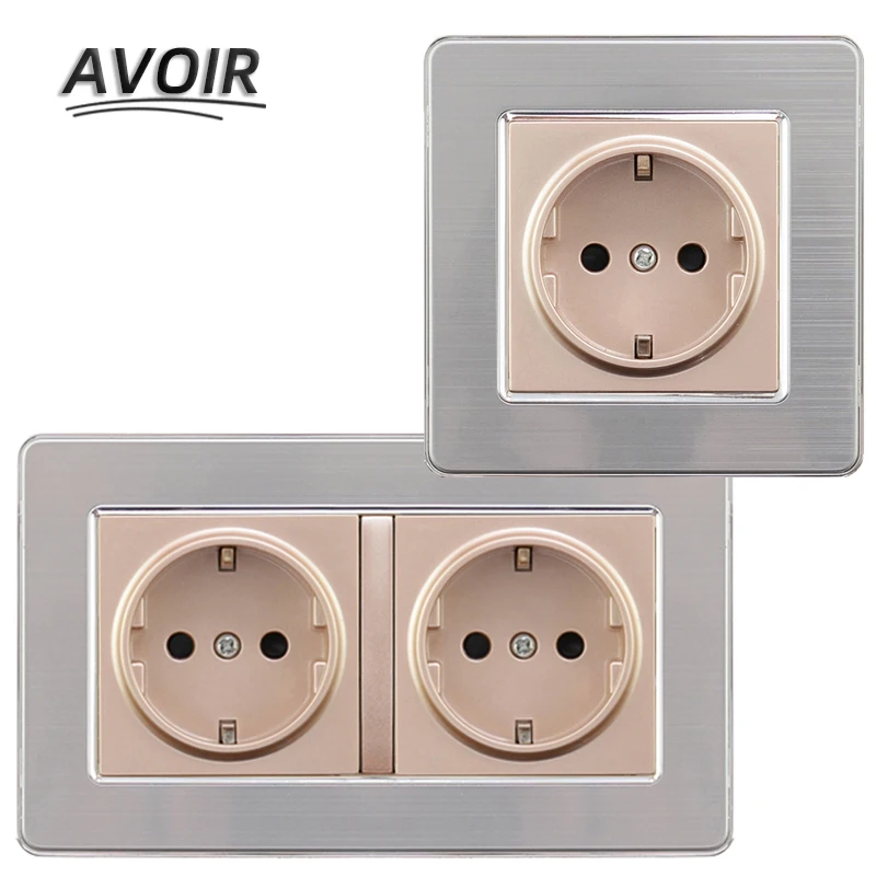 Avoir-EU-DE-RU-Standard-Plug-Socket-Power-Stainless-Steel-Panel ...