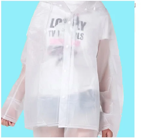 White Waterproof Hooded Jacket With Pocket Clear Transparent Pvc Loosen ...
