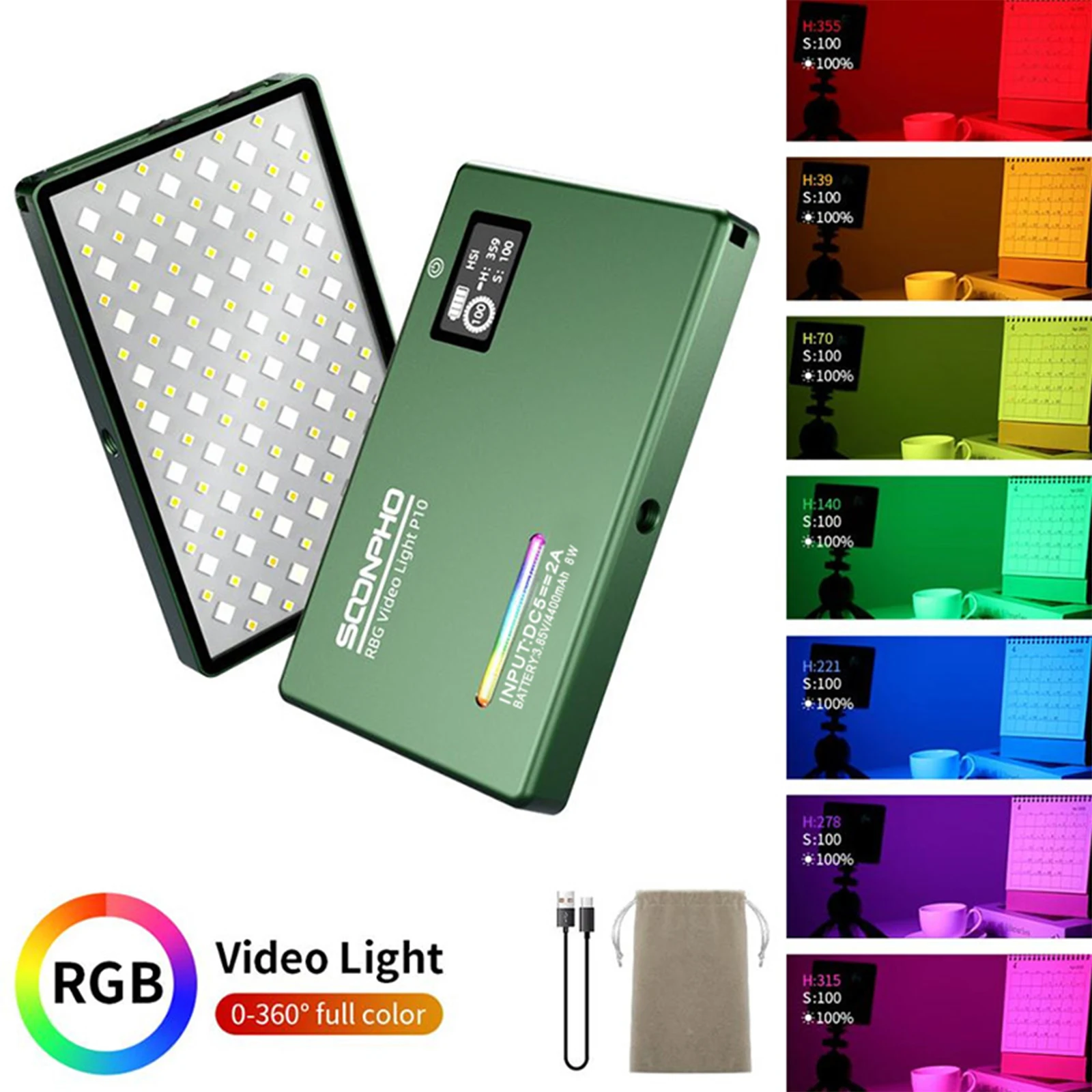 soonpho-RGB-LED-Camera-Light-Full-Color-Output-Video-Light-Kit-Dimmable ...