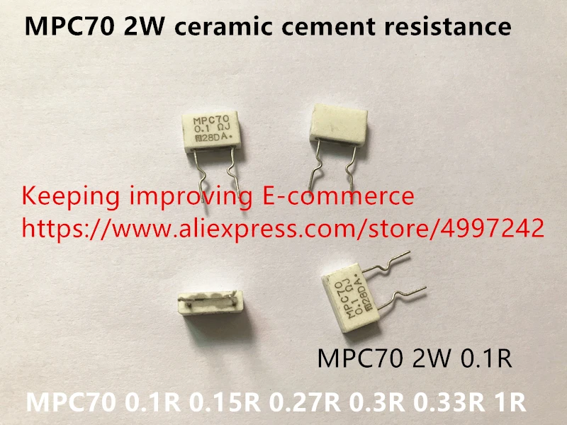 오리지널 뉴 100% MPC70 2W 0.1R 0.15R 0.27R 0.3R 0.33R 1R 세라믹 시멘트 저항 (인덕터 ...