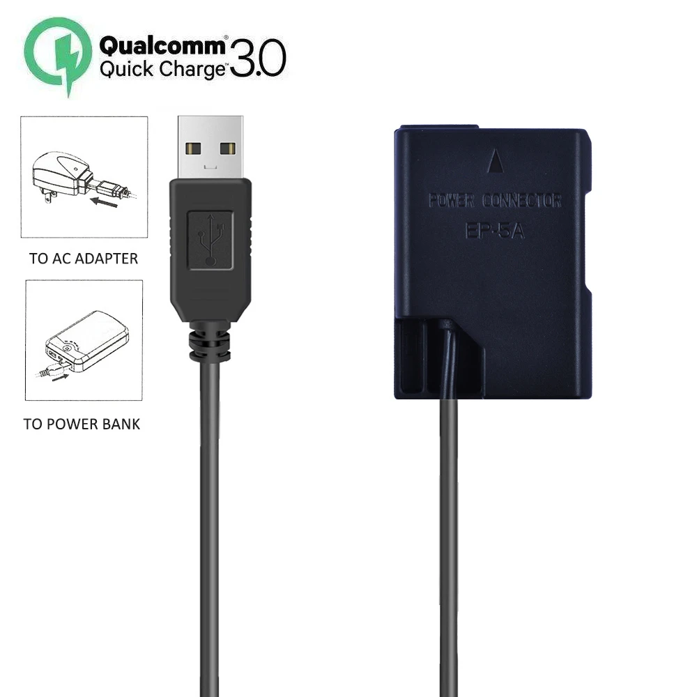 Ep-5a En-el14a Dummy Battery Dc Power Ac Adapter For Nikon D3100 D3200 ...