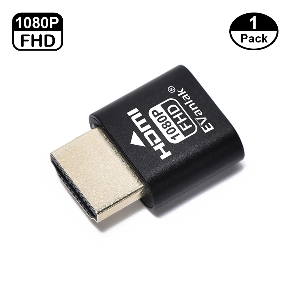 Evanlak HDMI DDC EDID Dummy Plug,Headless Ghost, Display Emulator (Fit ...