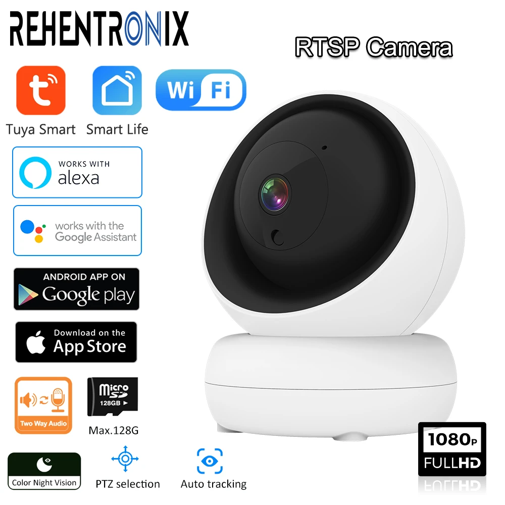 Tuya Onvif Rtsp Camera Smart Indoor Wifi Ptz 1080p Ip Camera Wireless ...