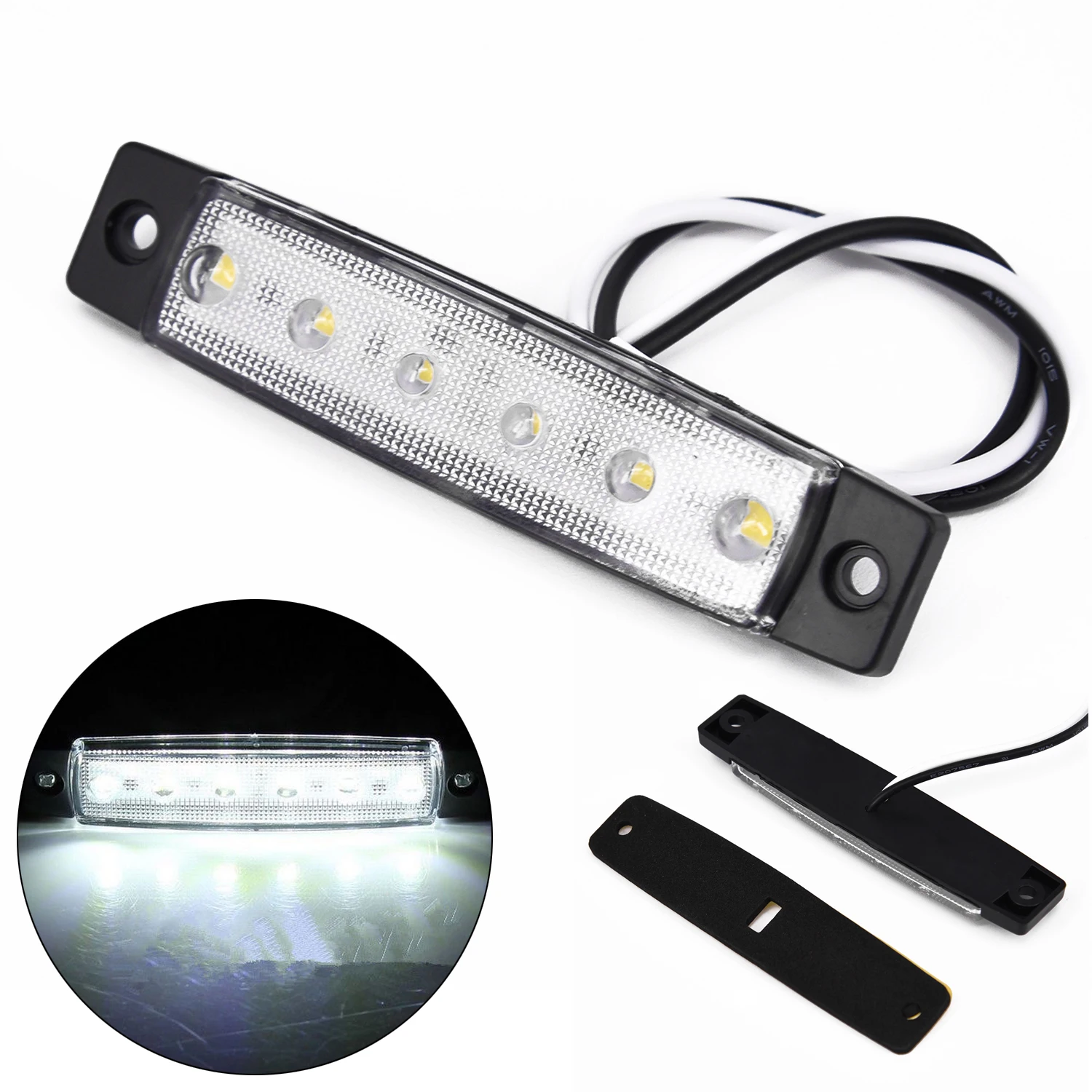 White-12V-6-LED-Side-Marker-Light-For-Trailer-Truck-Boat-BUS-Indicator ...