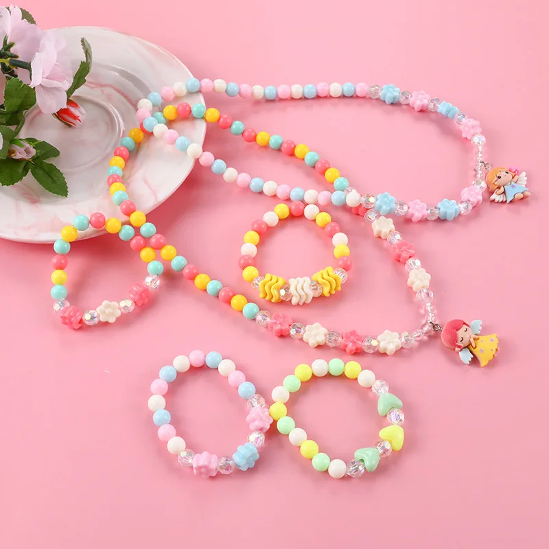 Cartoon Kids Necklaces Girls Children Colorful Acrylic Beads Pendant ...