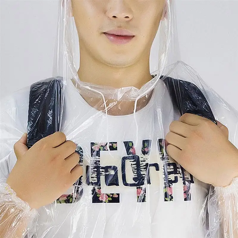 Trench,Imperméable jetable avec capuche à cordon, 6-8 pièces, manches ...