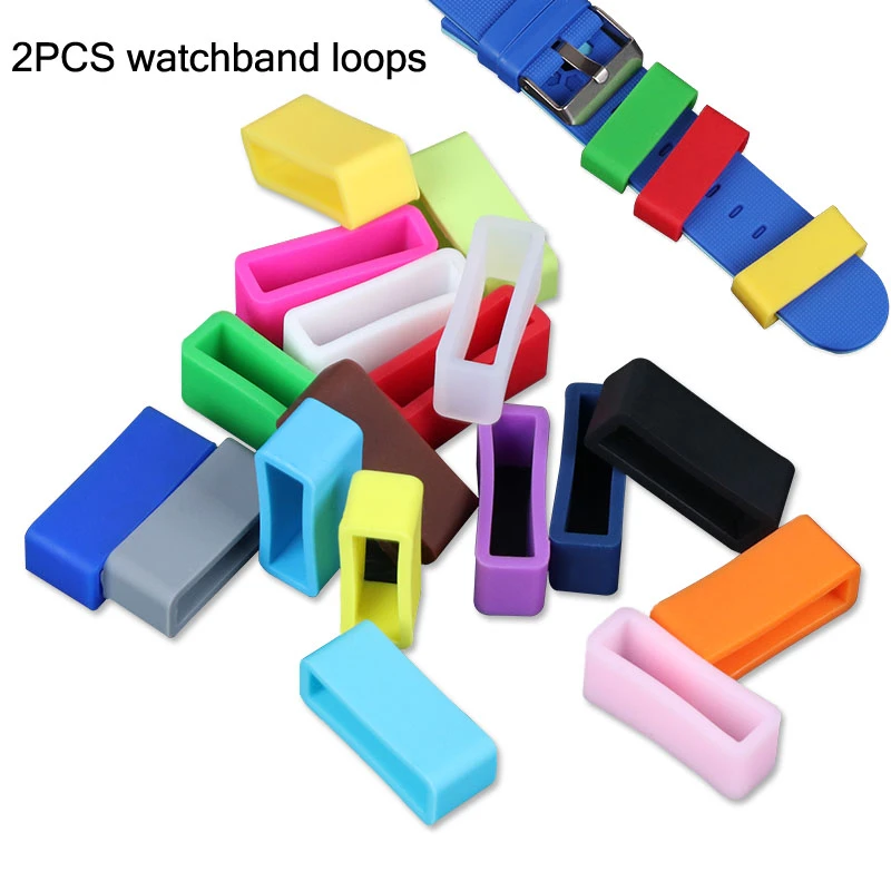2PCS Colorful Silicone Watch Strap Loop 12 14 16 18 19 20 21 22 24 26mm ...