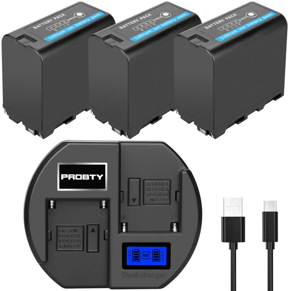 Batería de iones de litio para cámara NP F960 F970 de alta calidad con indicador de potencia LED ...