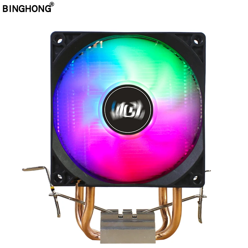 Cpu Cooler Pc Fan Cooling System 2 Copper Tube 3PIN 90mm LED Fans For ...