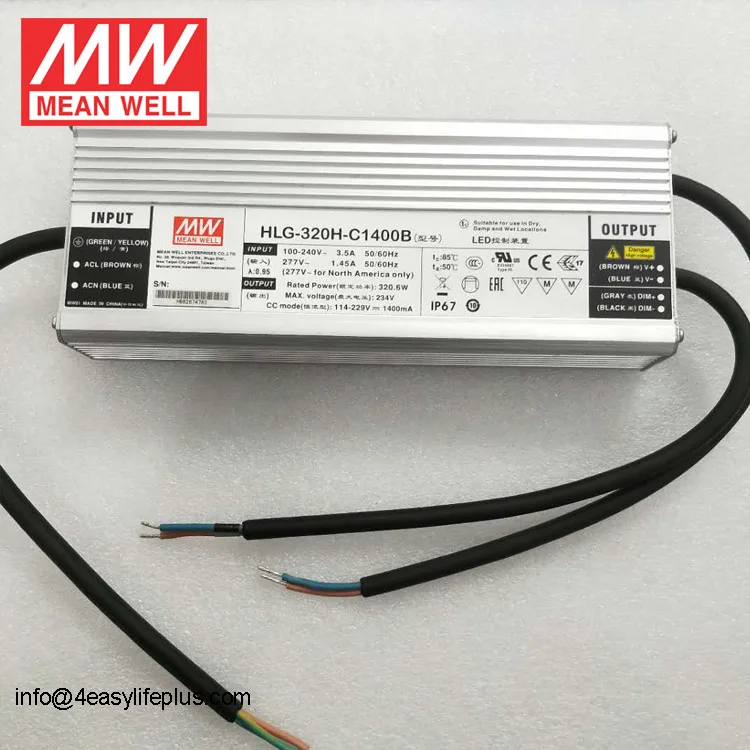 Meanwell HLG 320H C1400B 320W Constant Current Dimmable Hytec LED ...