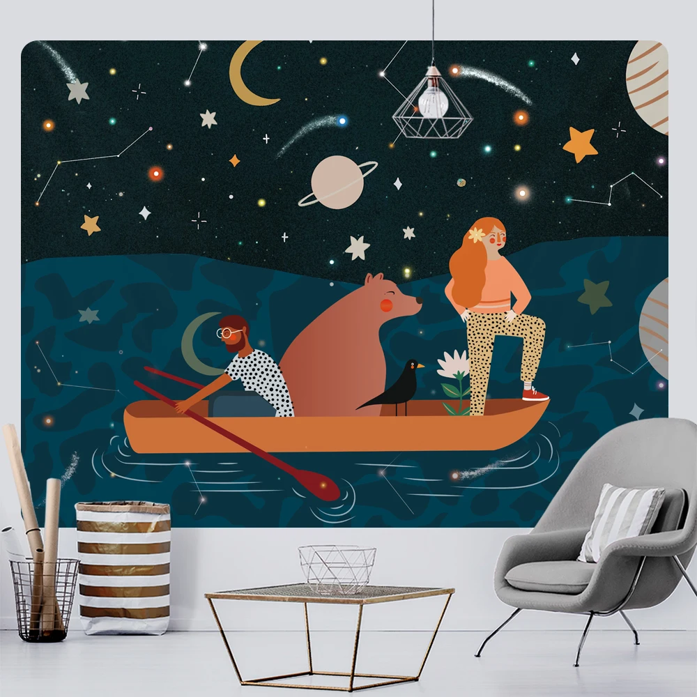 Animal hand painted home decoration art tapestry psychedelic scene ...