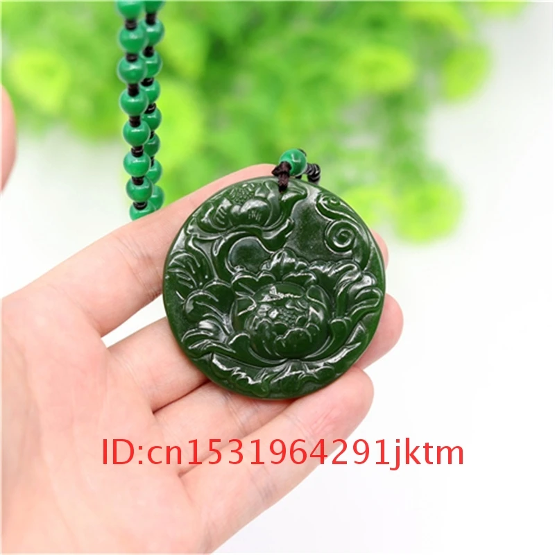 Amuleto de jade chinês para presentes, pingente natural, colar de mão ...