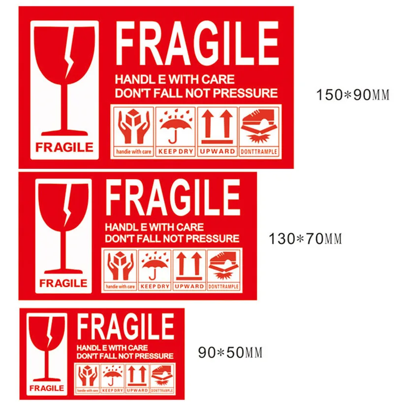 50/100pcs Fragile Warning Label Sticker Logistics Accessories Hazard ...