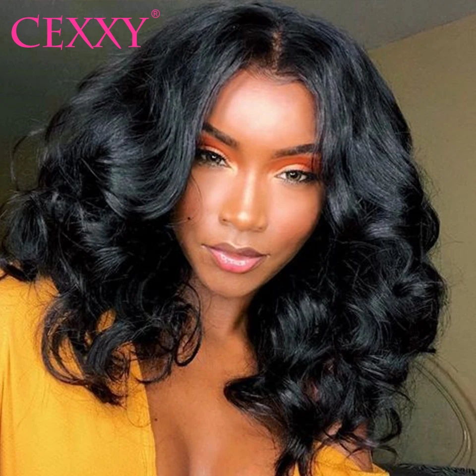 Cexxy Peruvian Body Wave Lace Front Wig Pre Plucked Hairline Short Bob ...