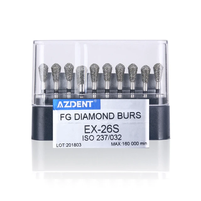 10pcs/box AZDENT Dental Diamond Burs 1.6mm for High Speed Handpiece Super Coarse Diamond Dentist ...