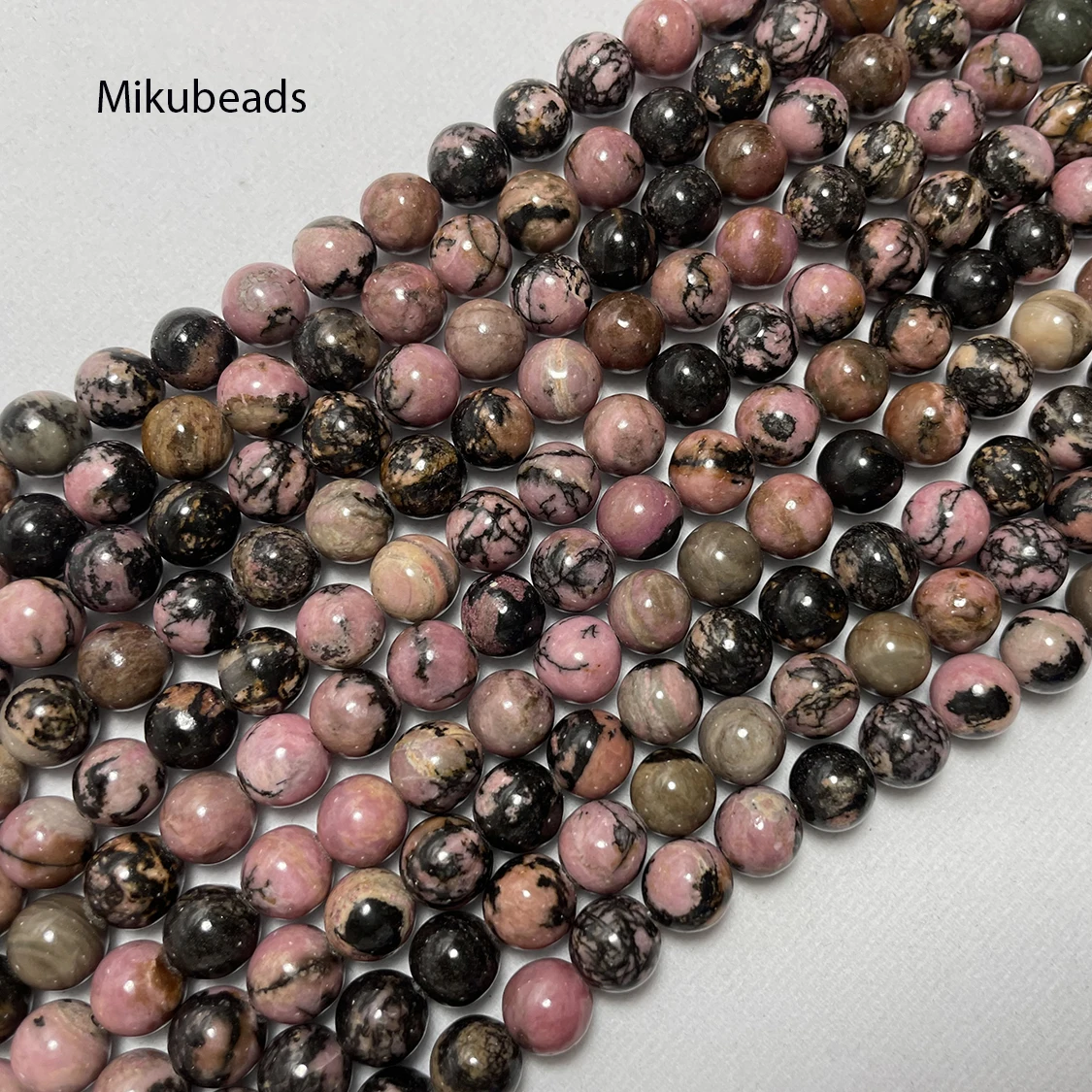 Wholesale Natural Rhodonite Stone Mix Pink Smooth Round Loose Bead 15 ...