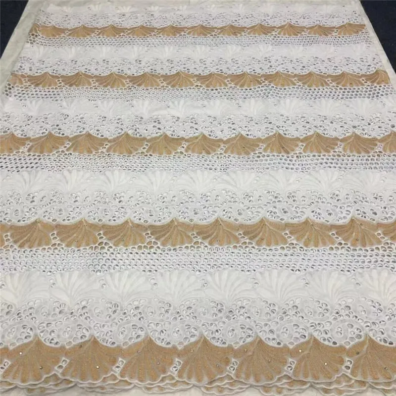 5 yard Swiss lace fabric latest heavy beaded embroidery African cotton ...